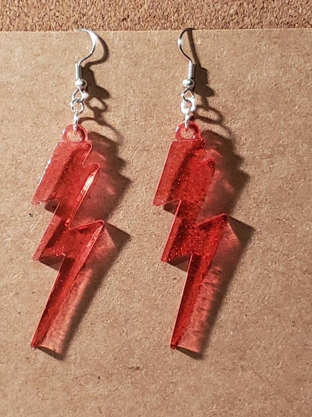 Red Lightning Bolt Earrings - Etsy