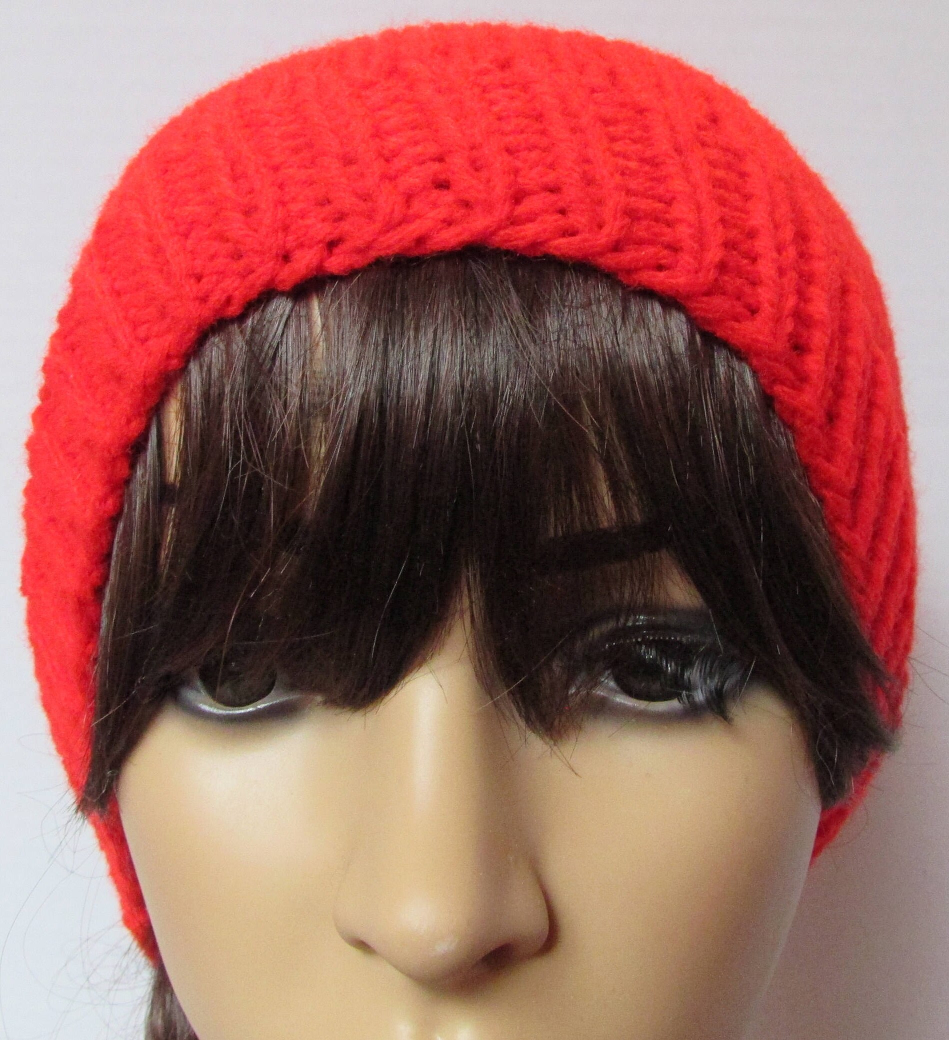 Bright Red Slouchy Knit Beanie - Etsy