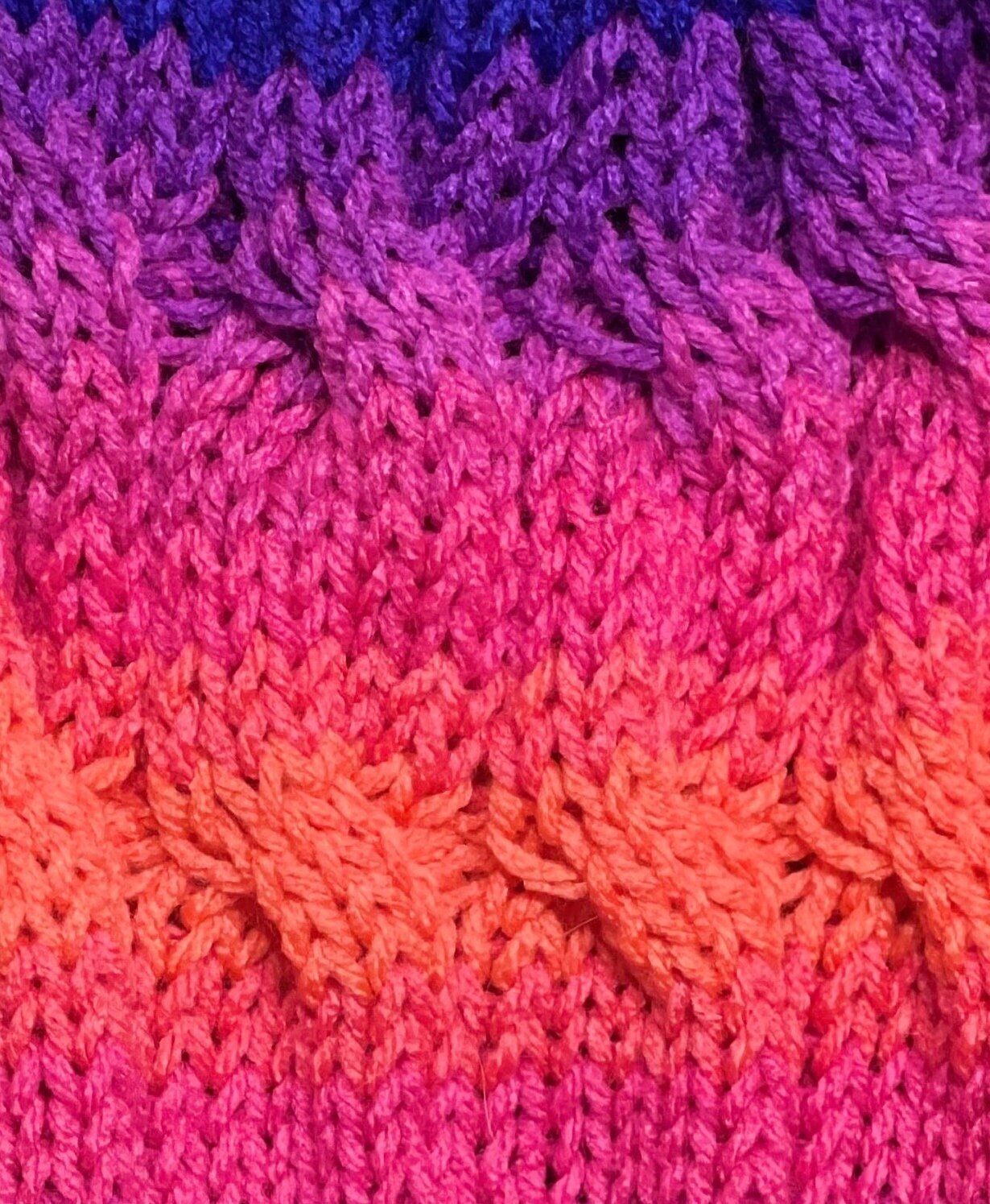 Cable Knit Beanie in Sunset Colors With Lavender Purple Brim - Etsy