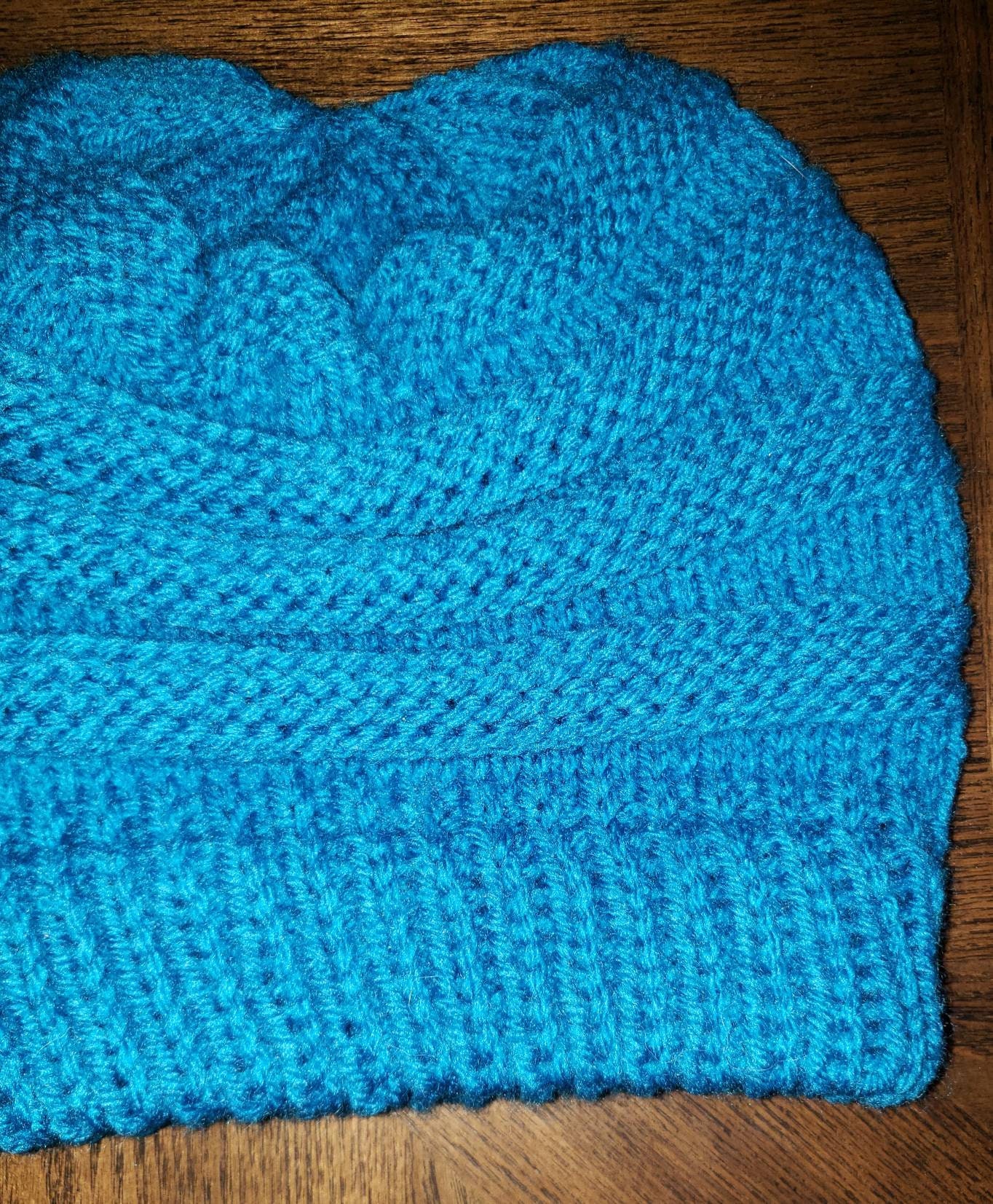 Rib and Purl Beanie in Bright Blue - Etsy
