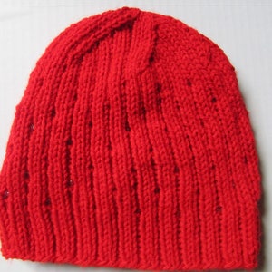 Red Wide Rib Essential Knit Beanie With Clear Beads - Etsy