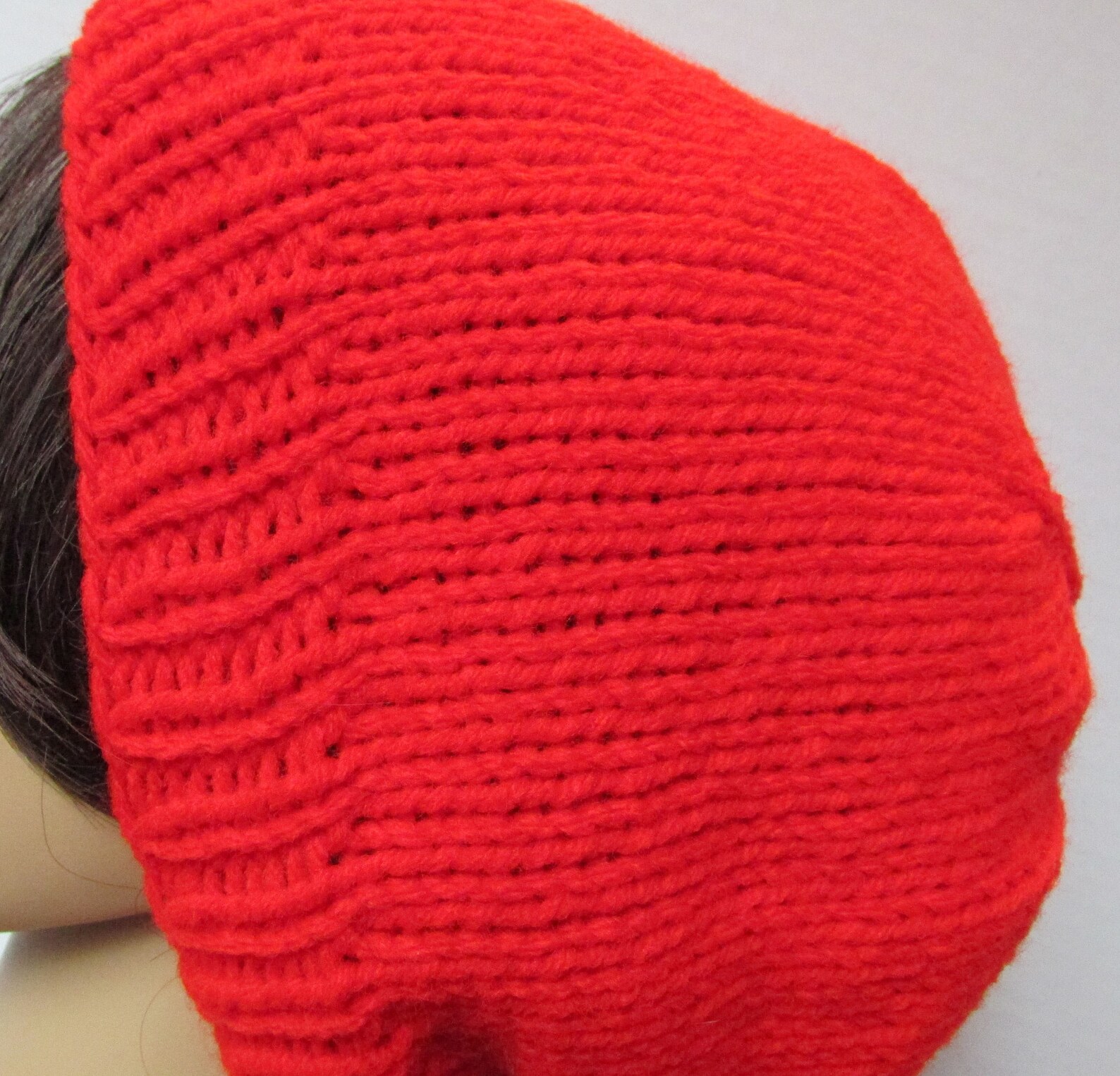 Bright Red Slouchy Knit Beanie - Etsy