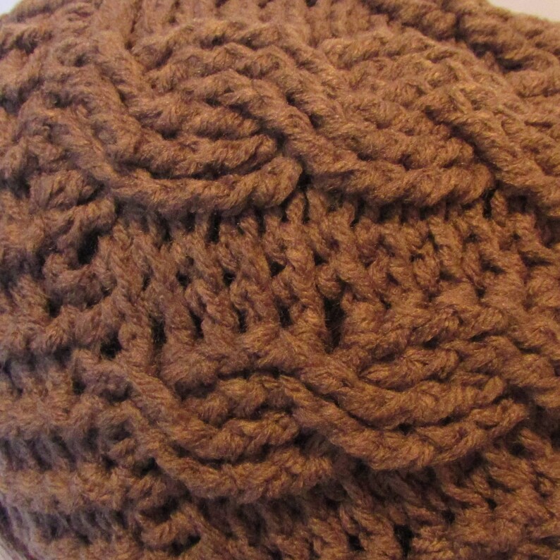 Medium Brown Crochet Double Cable Knit Beanie - Etsy