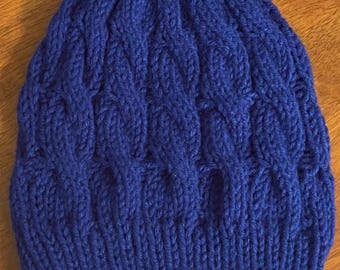 Royal Blue Cable Knit Beanie - Etsy
