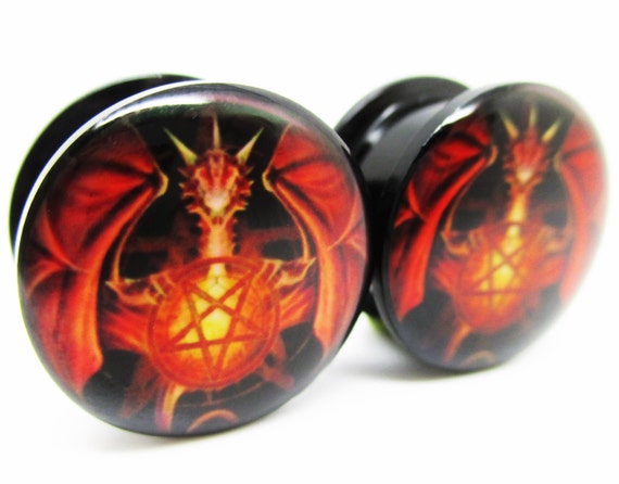 Dragon Pentagram Ear Plugs Acrylic Screw-on 8 Sizes - Etsy