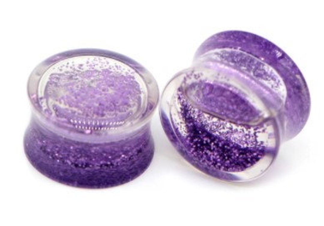 Purple Glitter Liquid Filled Ear Plugs Double Flared New - Etsy