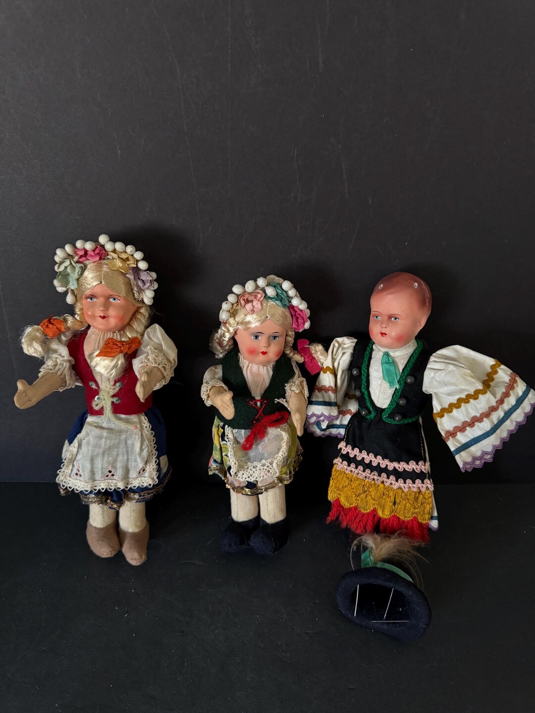 Vintage Eastern European Dolls With Cloth Body, Handpainted Face— Sold ...