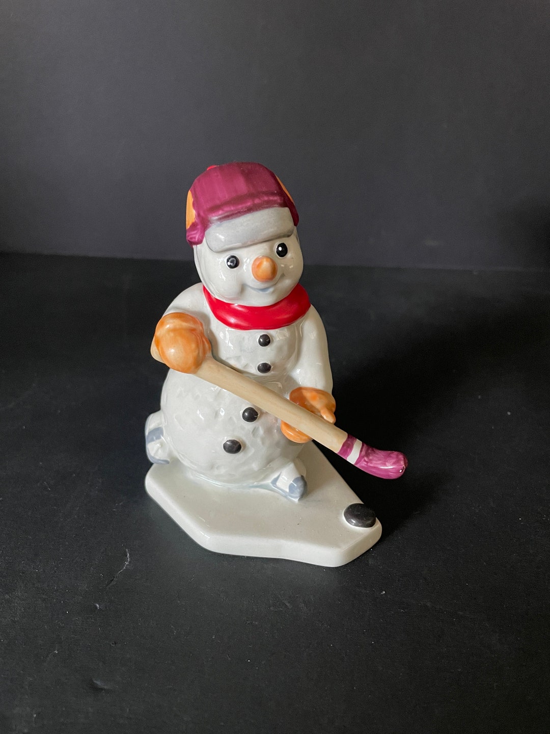 Hockey Playing Snowman Figurine by Goebel, 1990 - Etsy