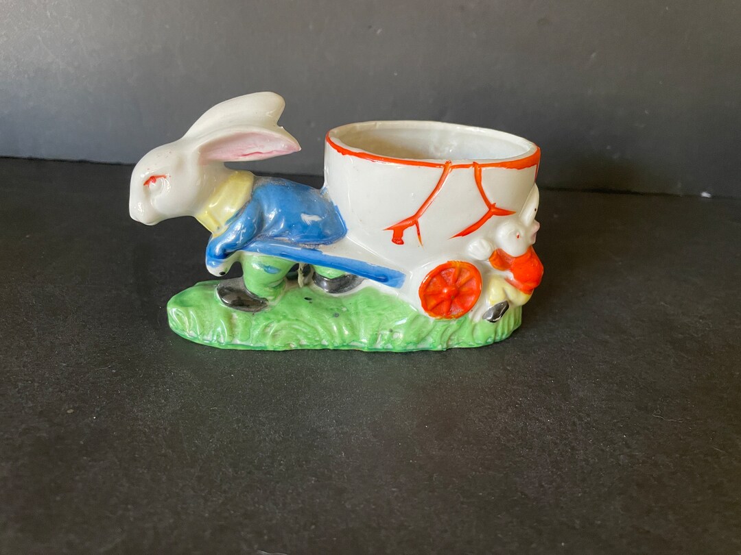 Colorful Ceramic Rabbit Pulling Cart Candy Dish Made in Japan, 1940s - Etsy