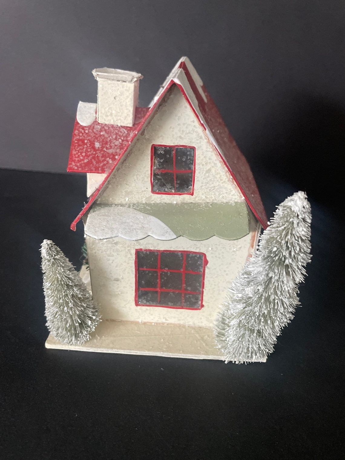 Vintage Handmade Christmas Putz House Trees and Snow - Etsy
