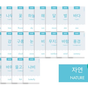 Printable Korean Vocabulary Flashcards 172 Cards Hangul English ...
