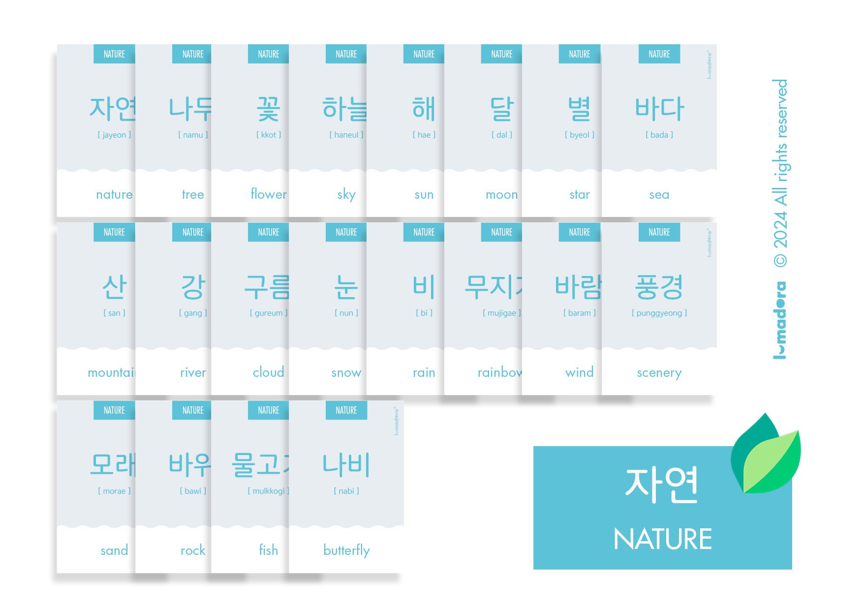 Printable Korean Vocabulary Flashcards 172 Cards Hangul English ...