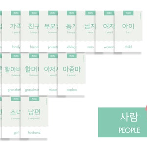 Printable Korean Vocabulary Flashcards 172 Cards Hangul English ...