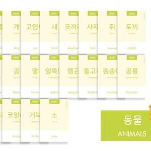 Printable Korean Vocabulary Flashcards 172 Cards Hangul English ...