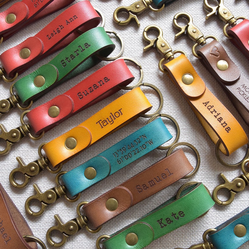 Leather Keychain - Etsy