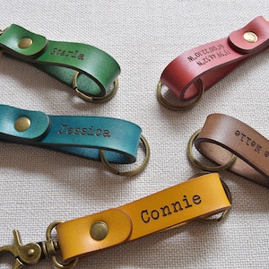 Blue Stamped Leather Keychain, Personalized Key Chain, Custom Keychain ...