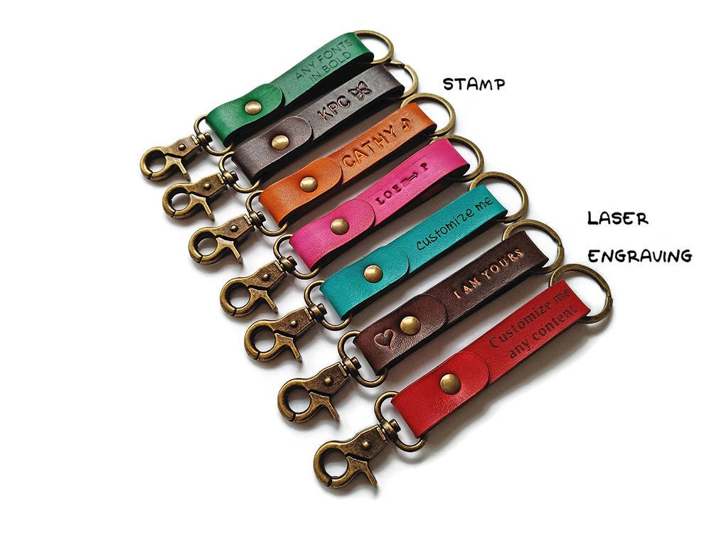 Keychain, Leather Key Chain, Hand Stamped Keychain, Persnoalized Key ...