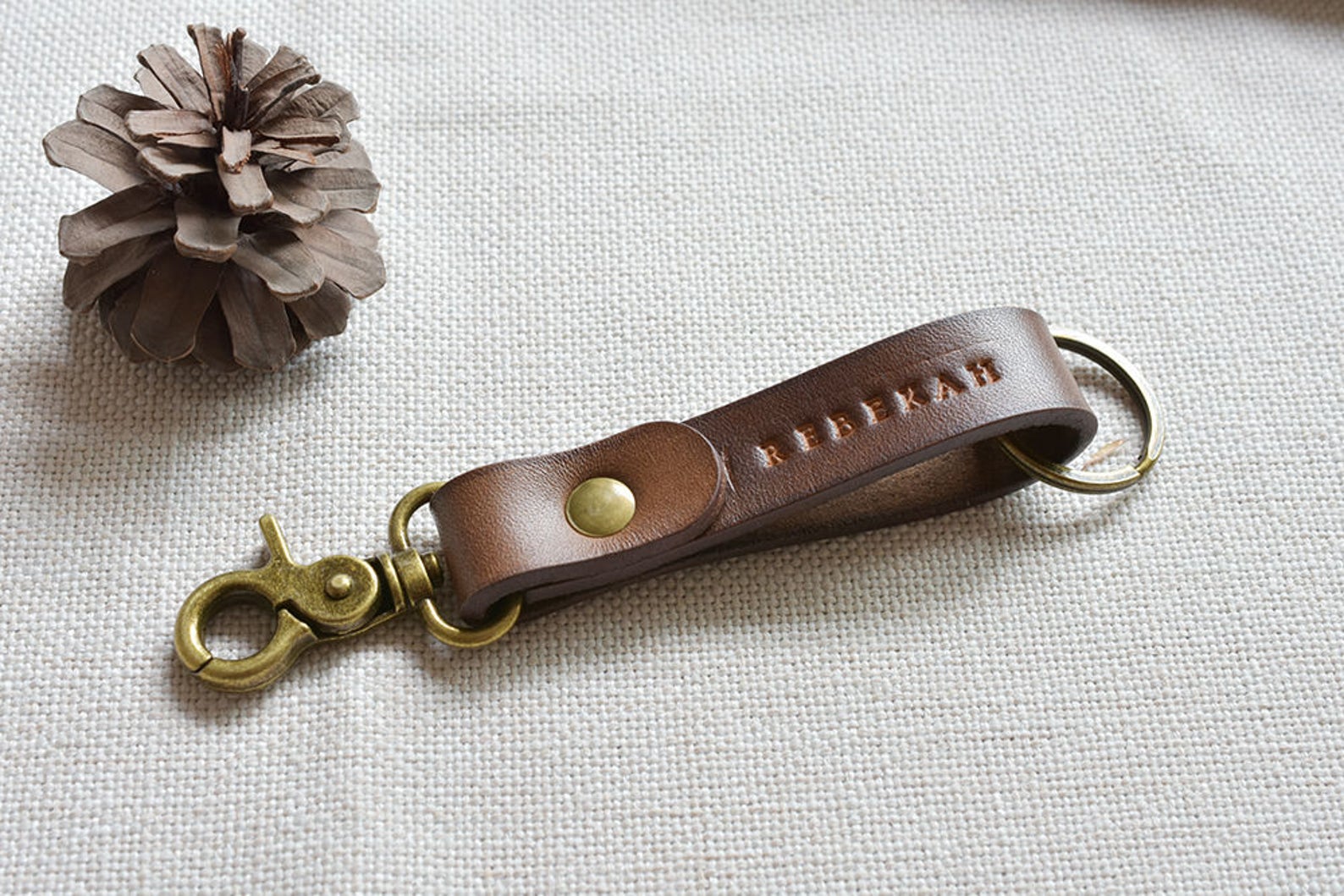 Personalized Leather Mens or Womens Keychain Key Chain Gift - Etsy