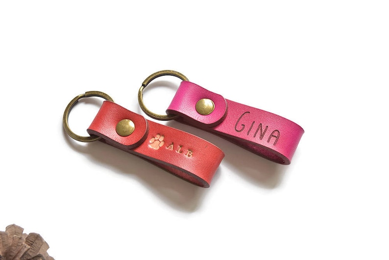 Womens Keychain, Personalized Key Fob, Hand Stamped Keychain, Leather ...
