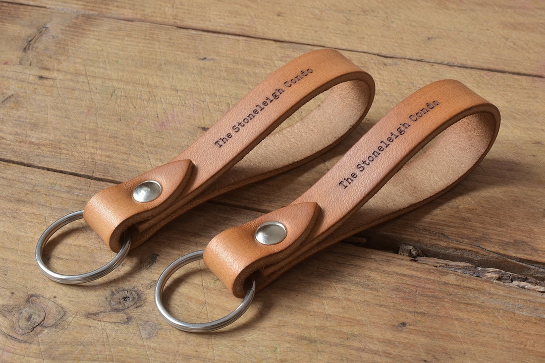 Personalized Leather Key Fob, Custom Keychain, Engraved Key Ring, Gift ...