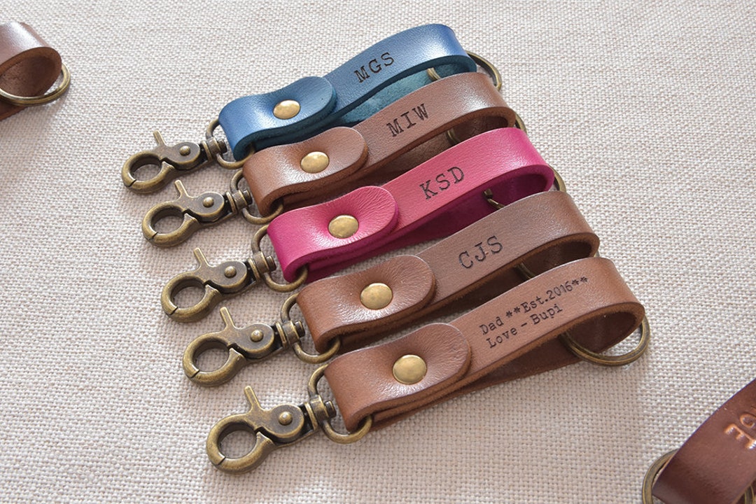 Womens Keychain, Mens Personalized Keychain, Leather Key Chain ...