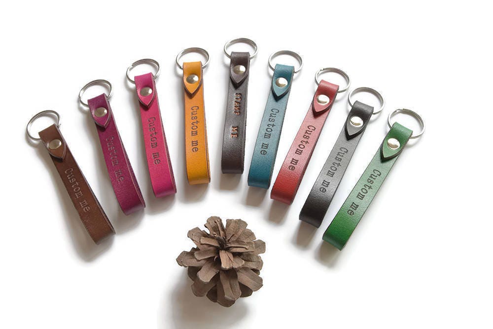 Personalized Leather Keychain, Custom Key Chain, Leather Gift, 3 Year ...
