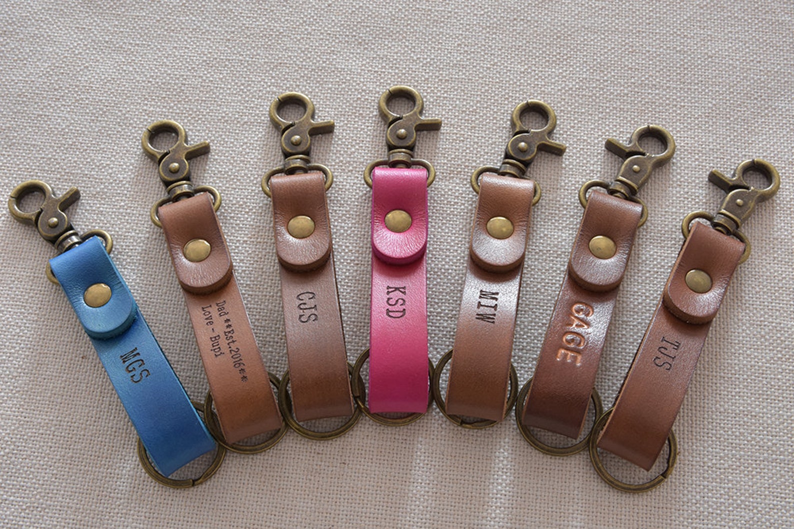 Keychain Leather Key Chain Hand Stamped Keychain - Etsy