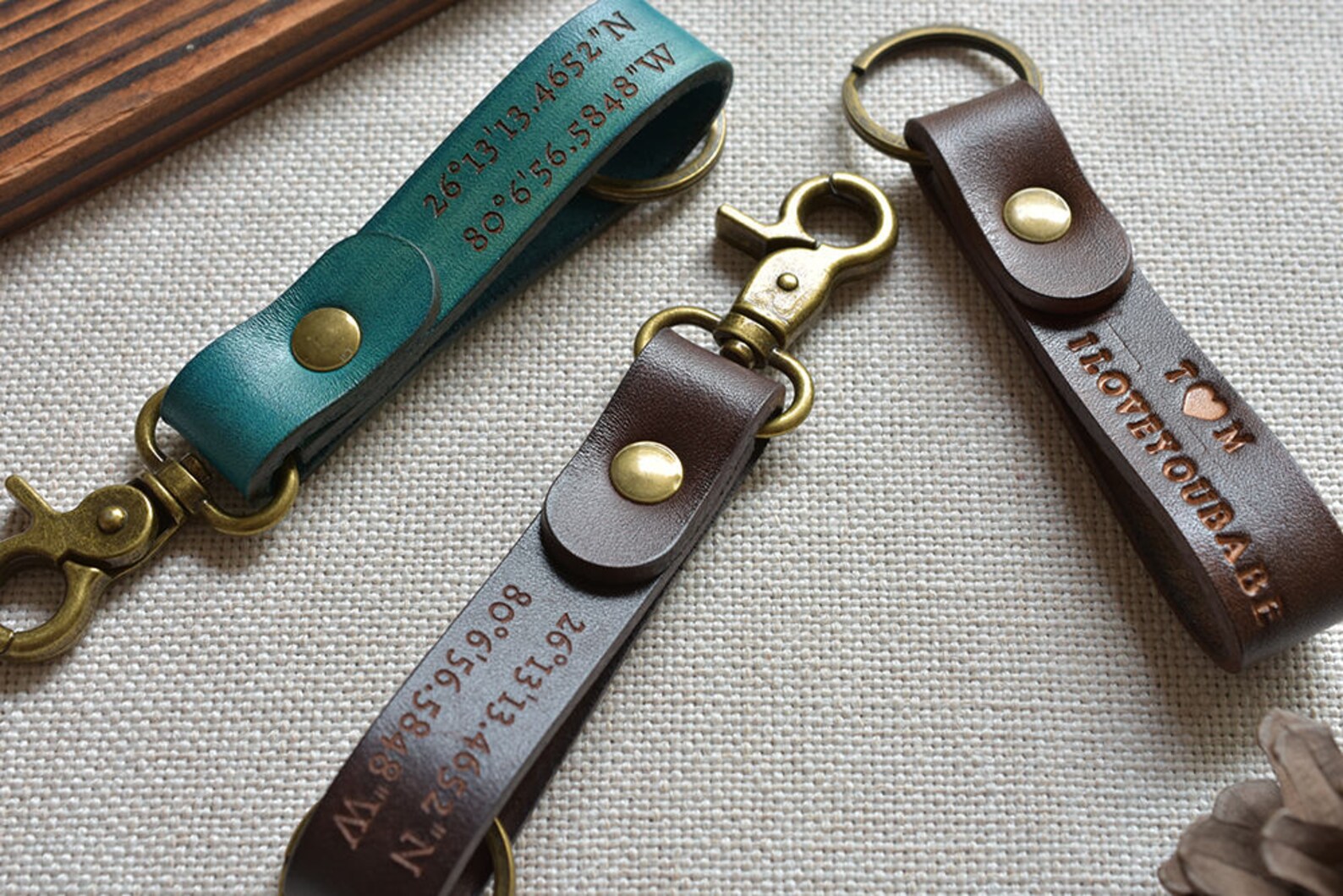Keychain Leather Key Chain Hand Stamped Keychain - Etsy