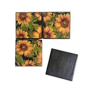 Sunflower Coaster | Coaster, Wildflower Coaster, Decoupage Coaster, Coaster Set, Beverage ...
