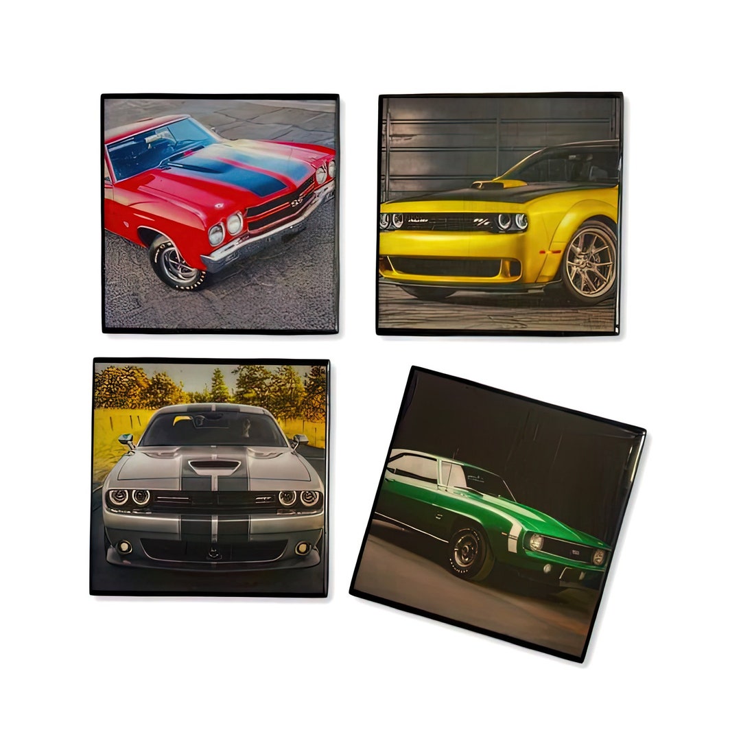 Muscle Car Coasters | Race Car Decor, Classic Car Art, Automotive Decor ...