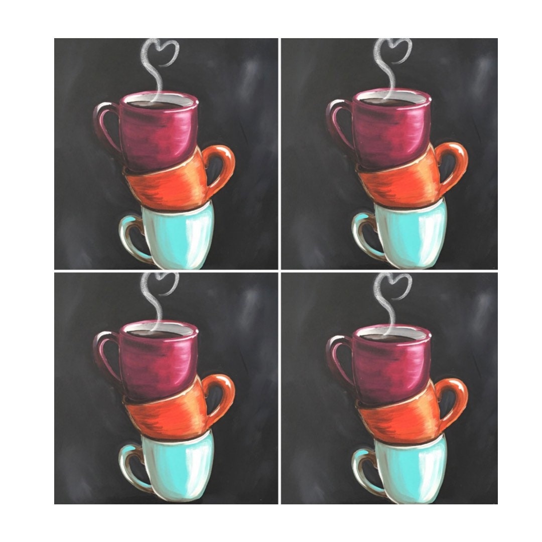 Stacked Coffee Mugs | Coaster, Coffee Cup Coaster, Multi Color Coffee ...