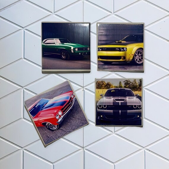 Muscle Car Coasters Race Car Decor Classic Car Art - Etsy