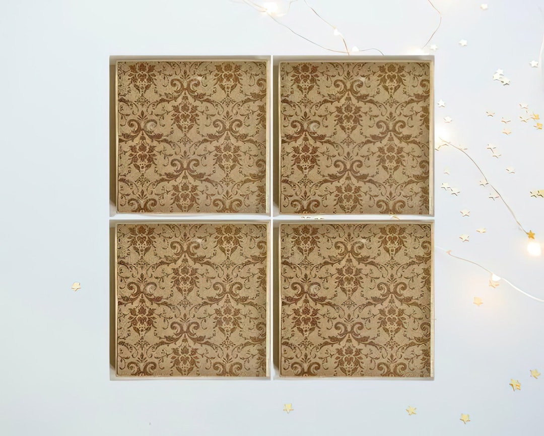 Gold Coaster Set | Holiday Drink Coaster Champagne Coaster, Ceramic ...