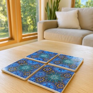 Blue Mediterranean Tile Coasters: Italian Ceramic Art, Set of 4 - Etsy