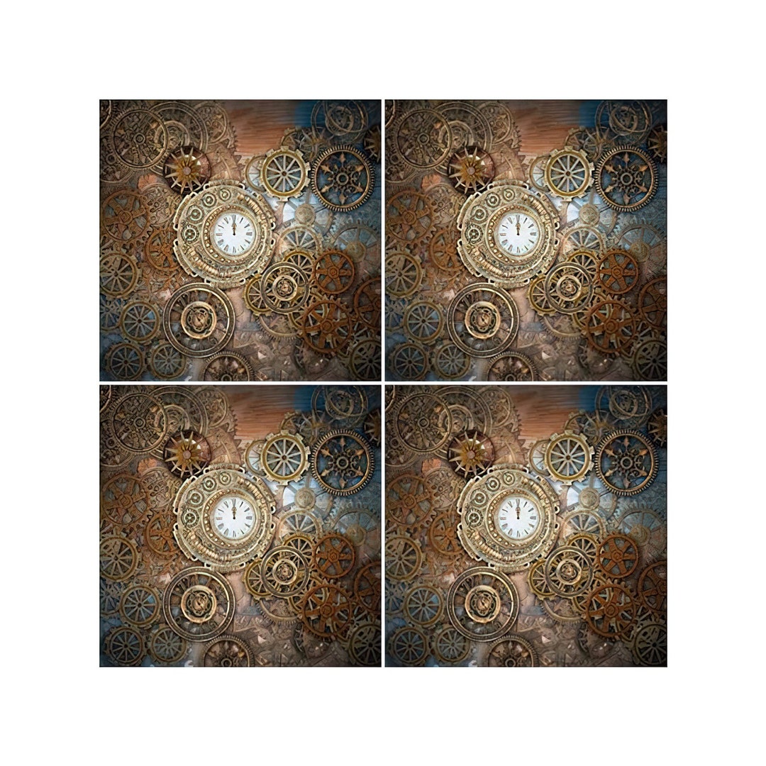 Steampunk Decor | Steampunk Coasters, Ceramic Coaster Set, Gear ...