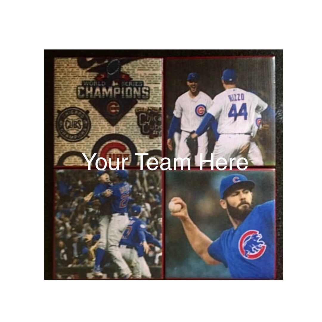 Chicago Cubs 2016 World Series Coasters: Decoupage Ceramic Tile Set - Etsy
