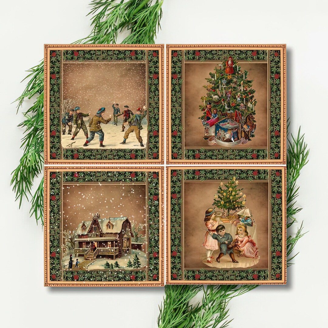 Old Fashioned Christmas Decor | Christmas Coasters, Ceramic Christmas ...