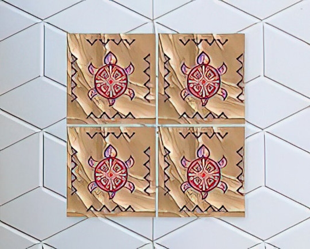 Sea Turtles Coasters, Aztec Tile Coasters, Aquatic Animals, Drink ...