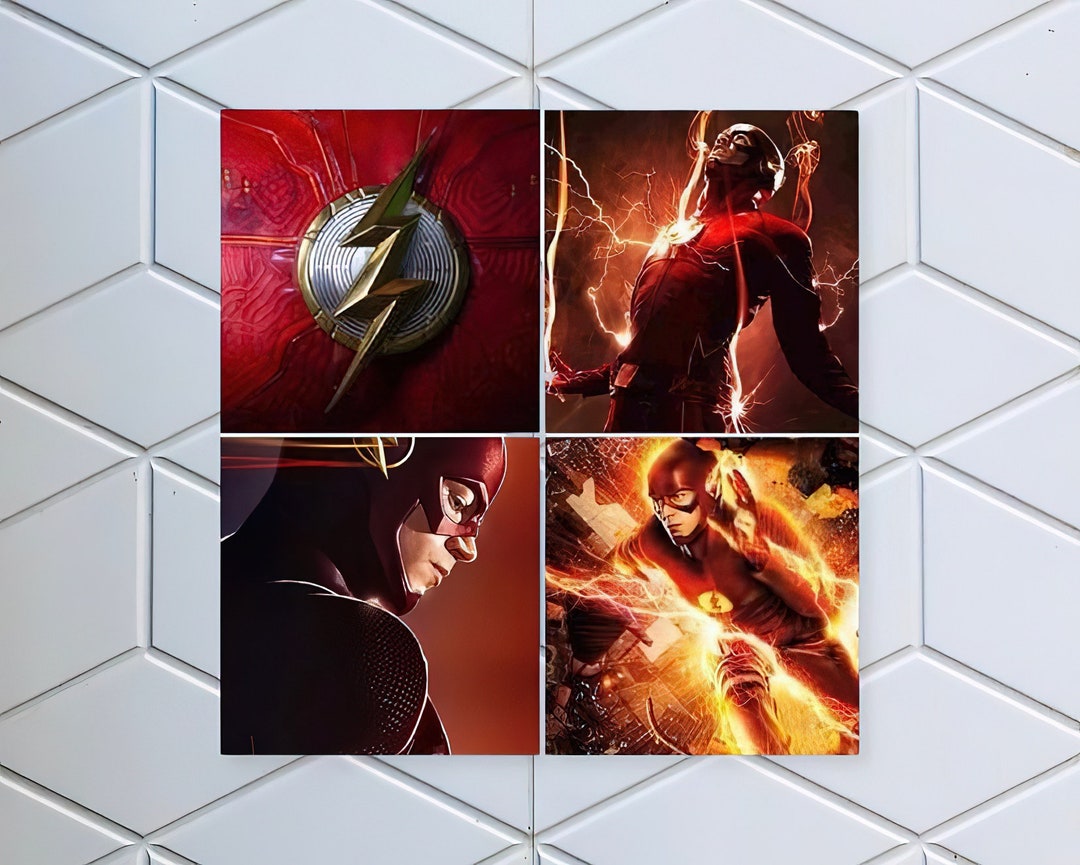 The Flash Decor Superhero Decor, DC Comic Book Art, Tile Coasters ...