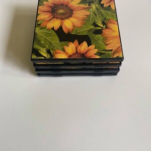 Sunflower Coaster | Coaster, Wildflower Coaster, Decoupage Coaster, Coaster Set, Beverage ...