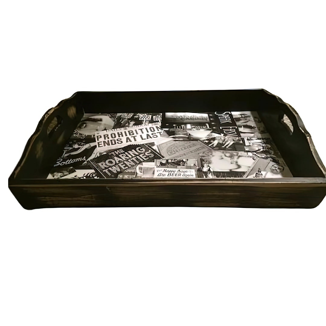 Home Bar Tray | Wood and Resin Serving Trays, Tray for Decor, Display ...