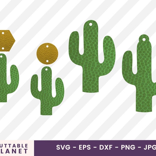Cactus Earring Template Svg Dxf Eps Png Jpg Faux Leather - Etsy