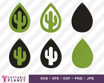 Cactus Earring Template Svg Dxf Eps Png Jpg Faux Leather | Etsy