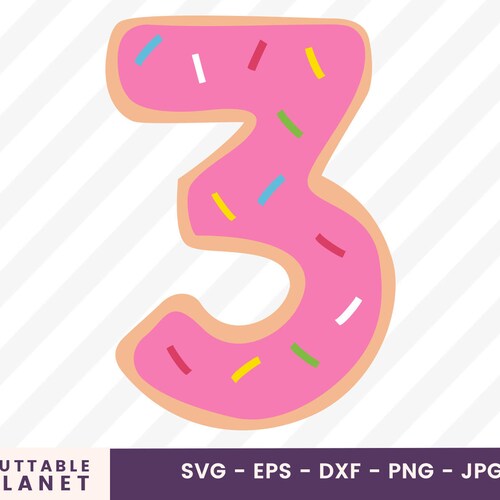 3rd Birtdhay Pink Donut Svg Dxf Eps Png Jpg Number Three - Etsy