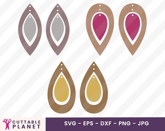 Two Parts Earrings Template Svg Dxf Eps Png Jpg Instant | Etsy