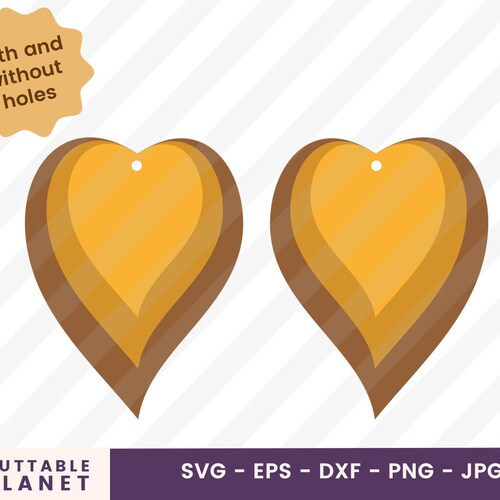Stacked Heart Earring Template Svg Dxf Eps Png Jpg | Etsy
