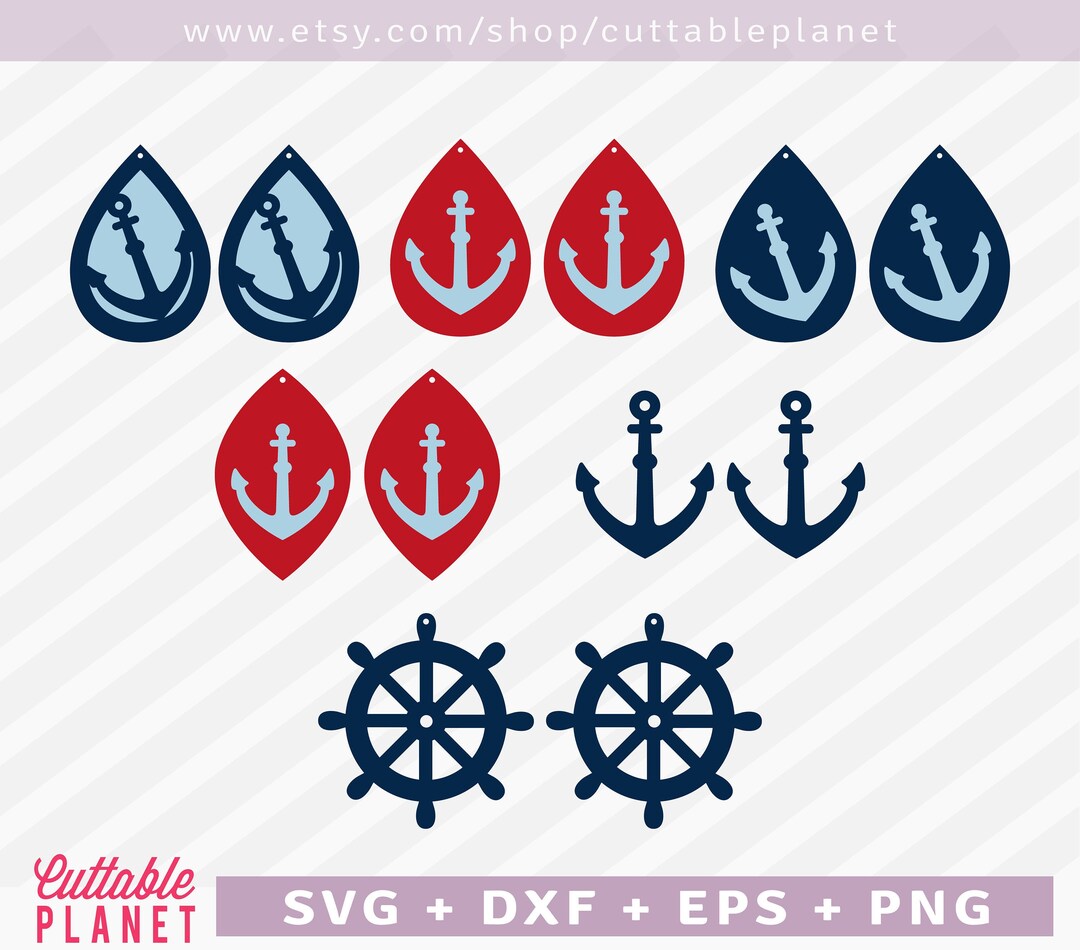 Anchor Earring Templates Svg, Dxf, Eps, Png, Shiphelm Earring Templates ...