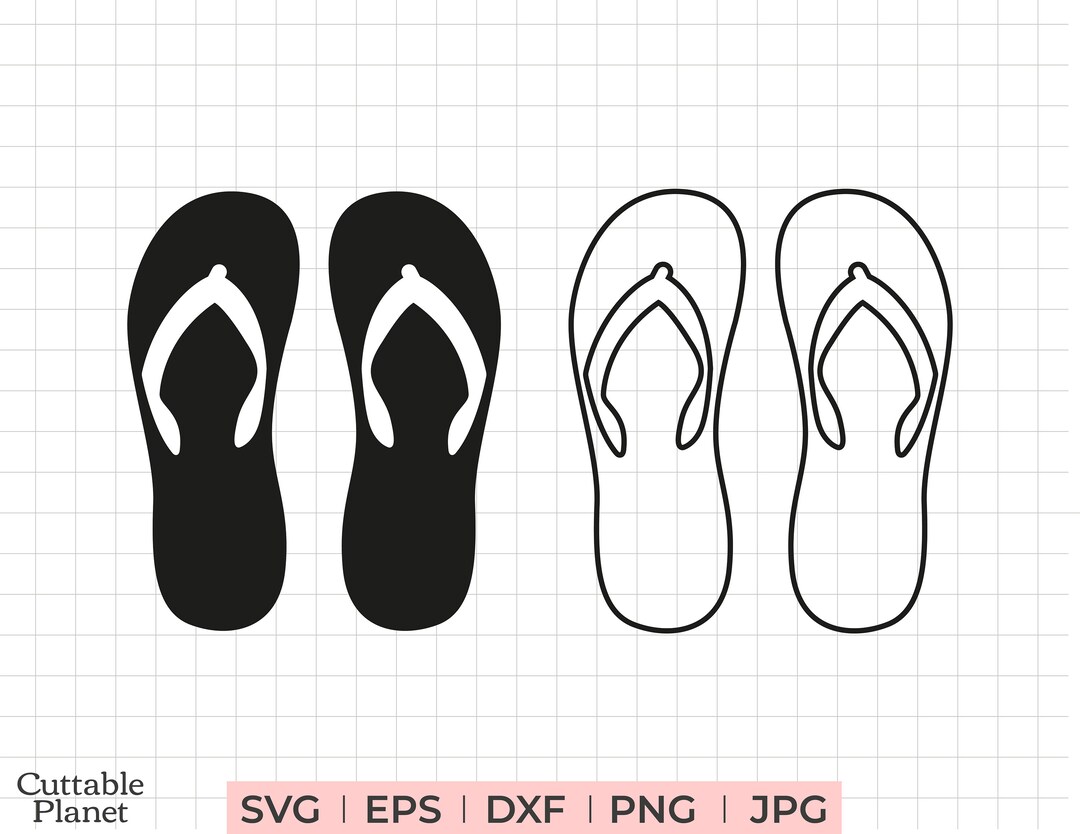 Flip Flop Svg, Flip Flop Png, Dxf, Eps, Jpg, Flip Flop Outline Svg ...