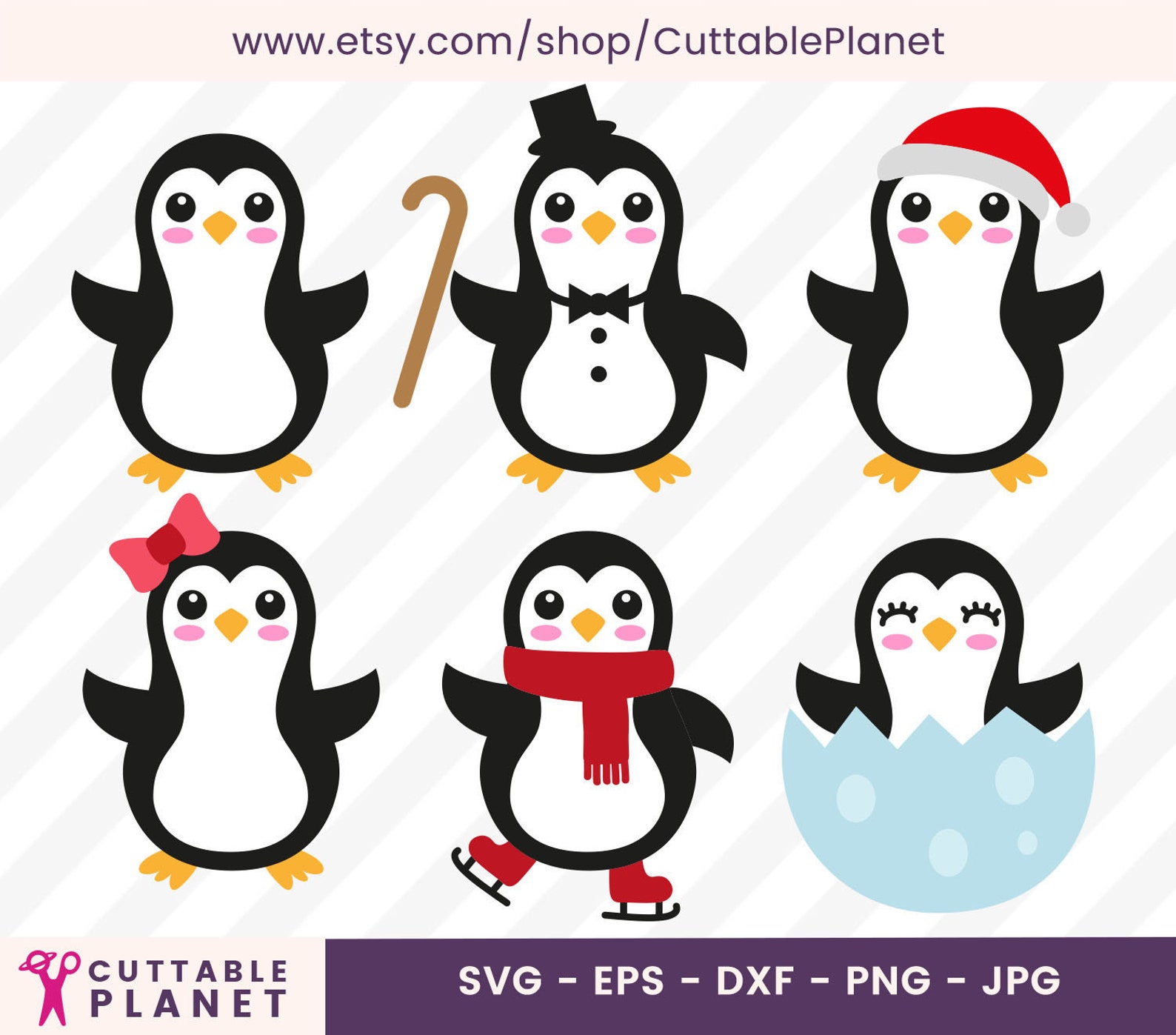 Penguin Bundle Svg Dxf Eps Png Jpg Penguin Set Clip Art - Etsy