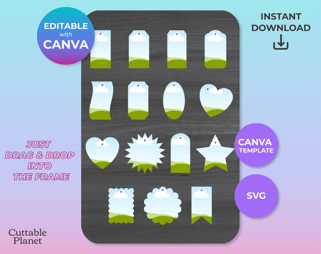 Canva Tag Frame Template, Gift Tag Canva Template, Canva Label Template ...